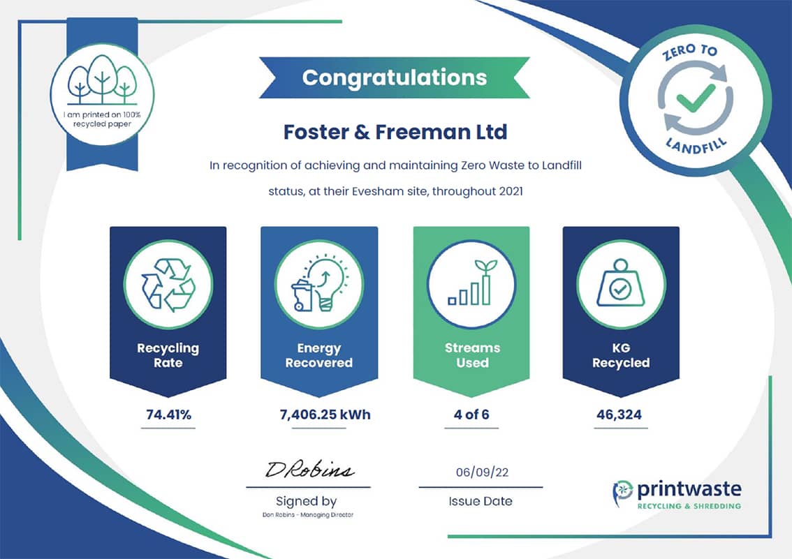 foster+freeman recognised for achieving zero waste to landfill | Foster ...